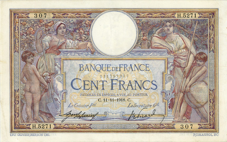 Le billet du jour - Un 100 francs Merson de 1918 - Numismag