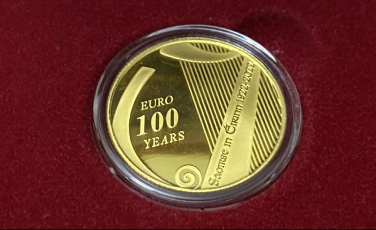 2022 €100 Gold Proof Coin to commemorate 100 Years of the irish State ...